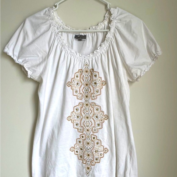 JM Collection | Tops | Jm Collection White Cotton Blouse Top Womens ...